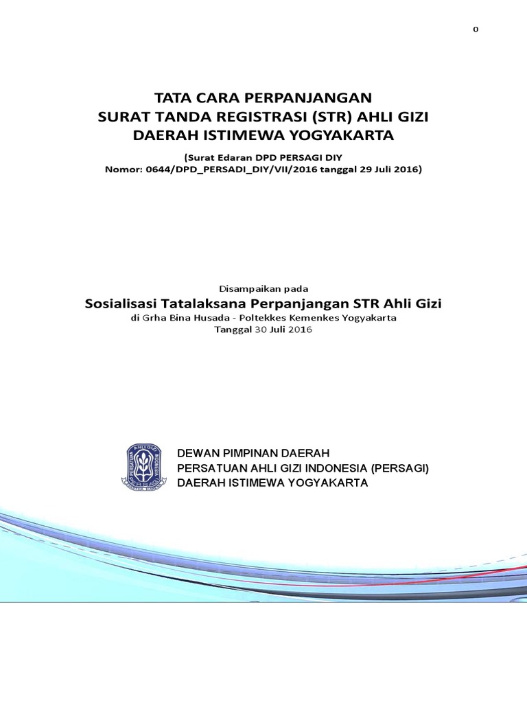 Tata Cara Perpanjangan - STR AHLI GIZI (Final 28072016) | PDF