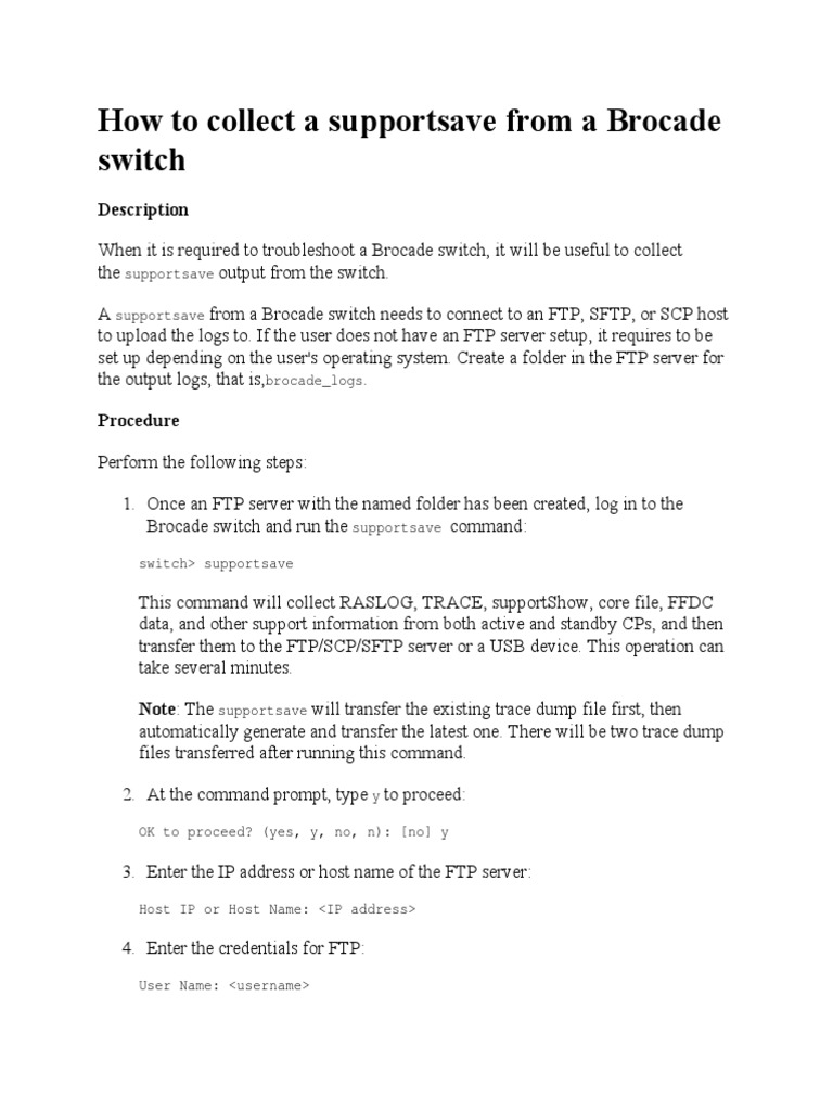 How To Collect A Supportsave From A Brocade Switch | PDF | File ...