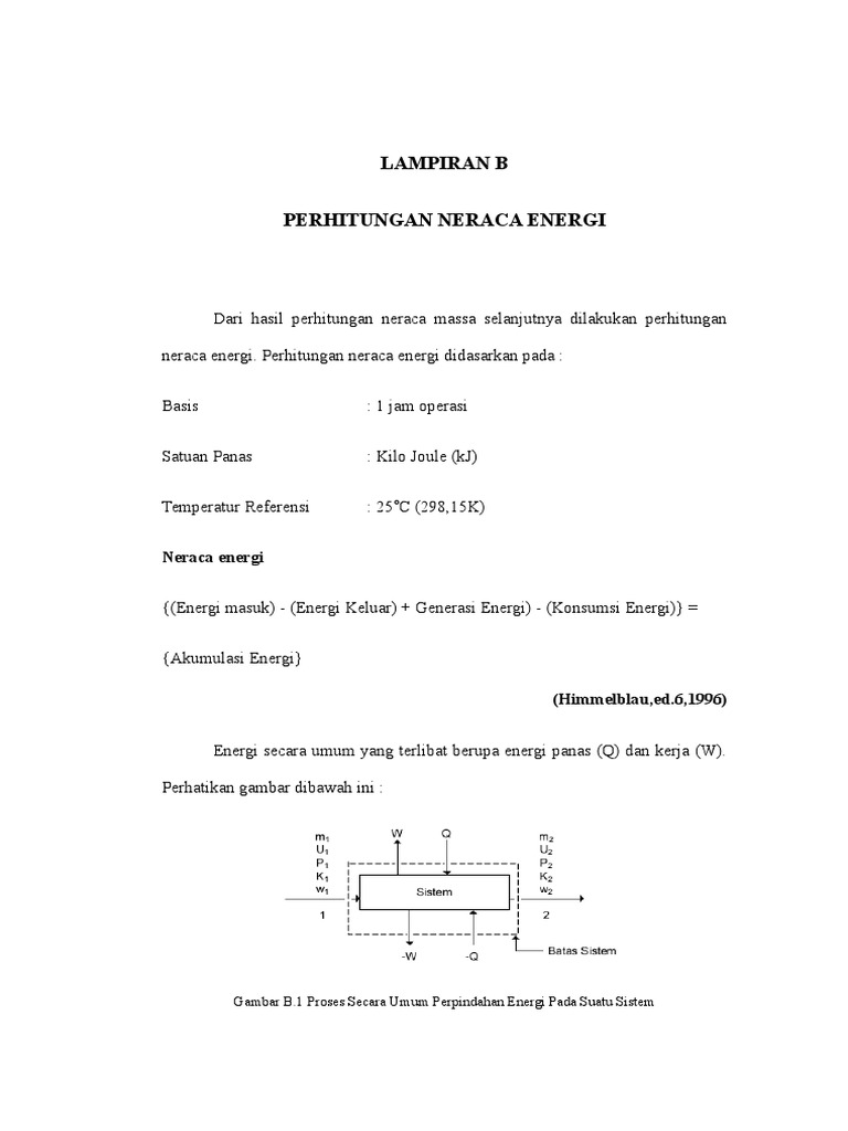 Lampiran B Neraca Panas | PDF | Sains & Matematika