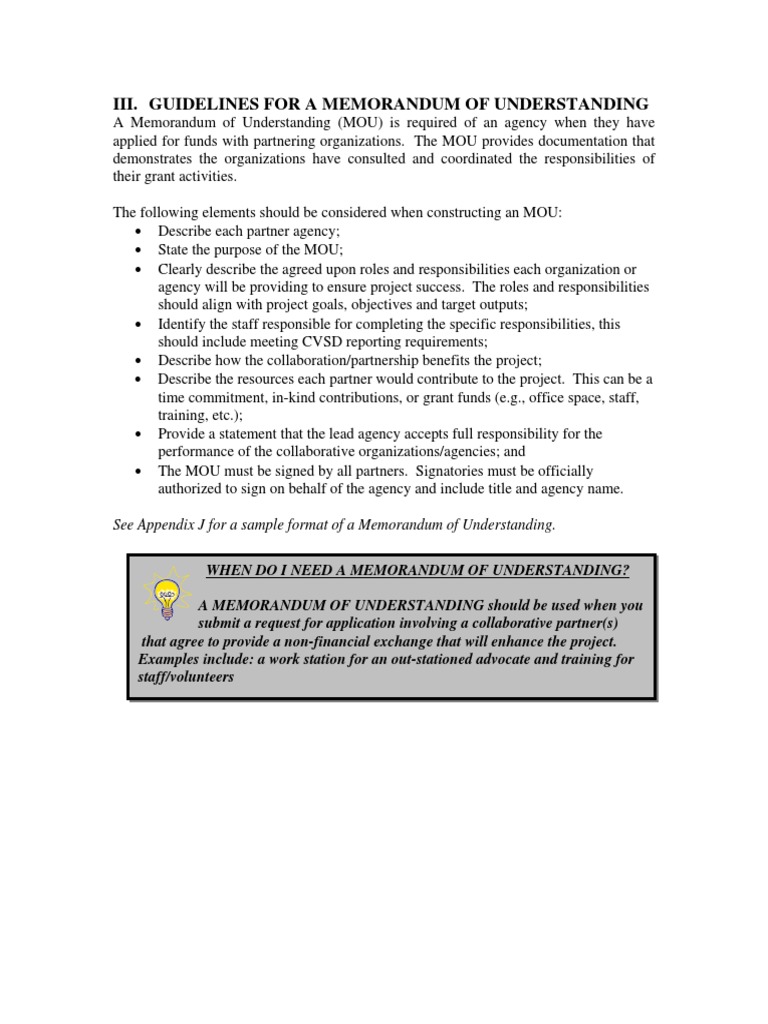 Mou Sample Guidelines | PDF | Memorandum Of Understanding | Signature