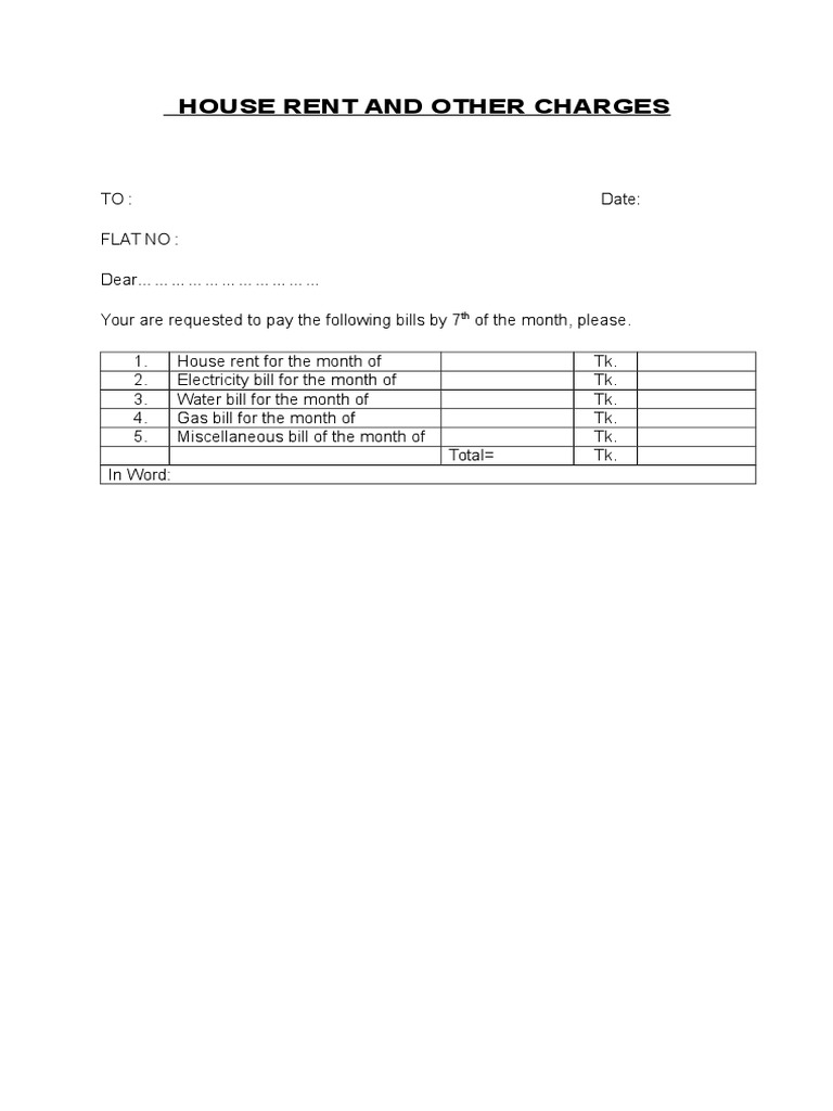 House Rent and Other Charges | PDF