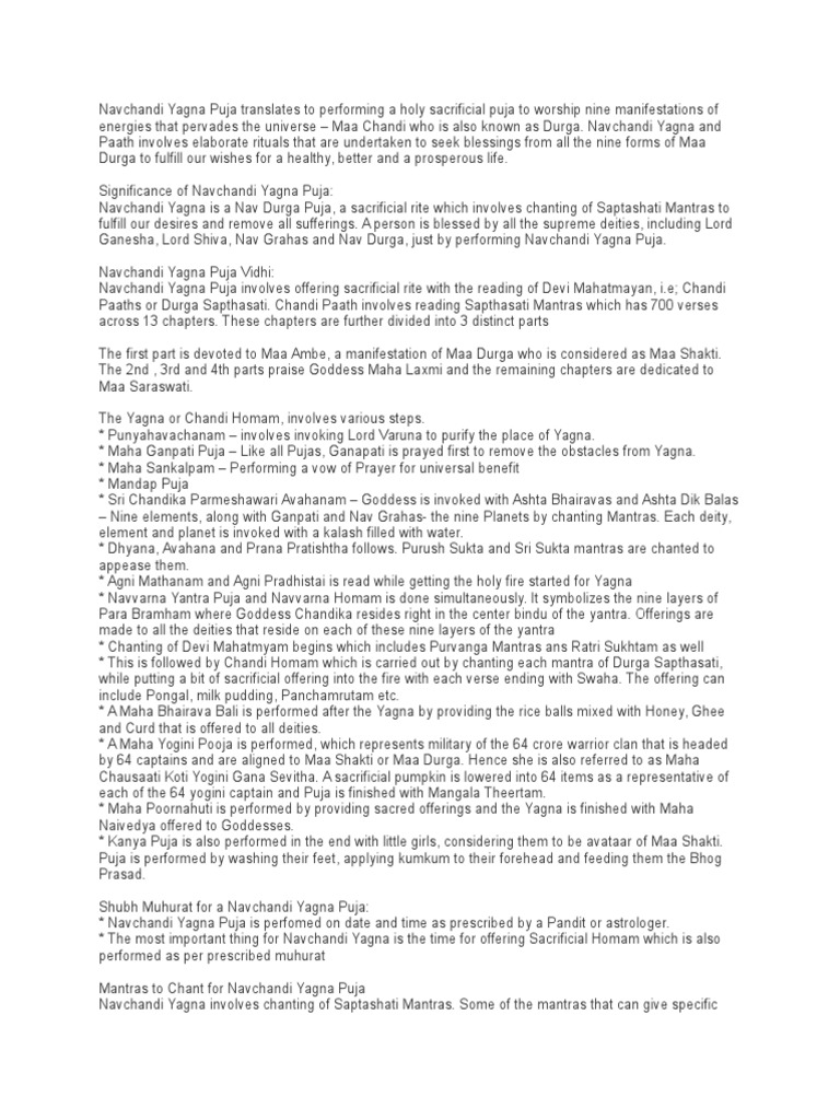 Navchandi Yagna Puja | PDF | Devi | Hindu Deities