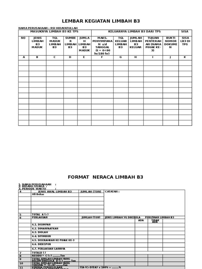 Format Log-book Dan Neraca LB3