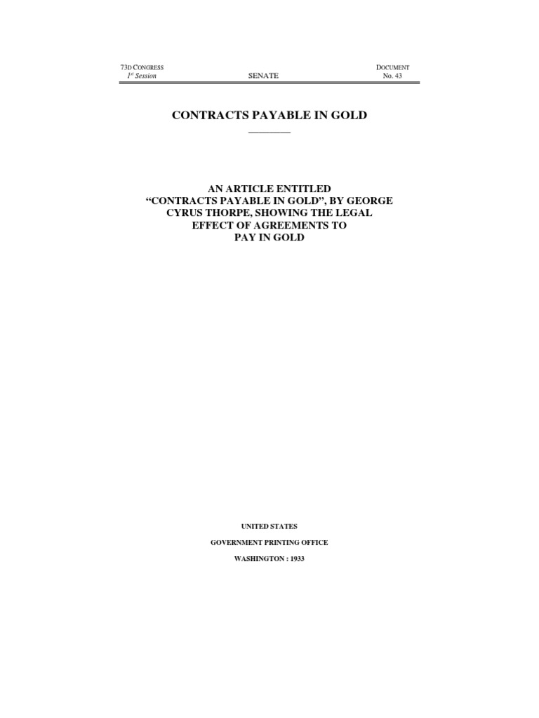 Contracts Payable in Gold | PDF | Politics | Law