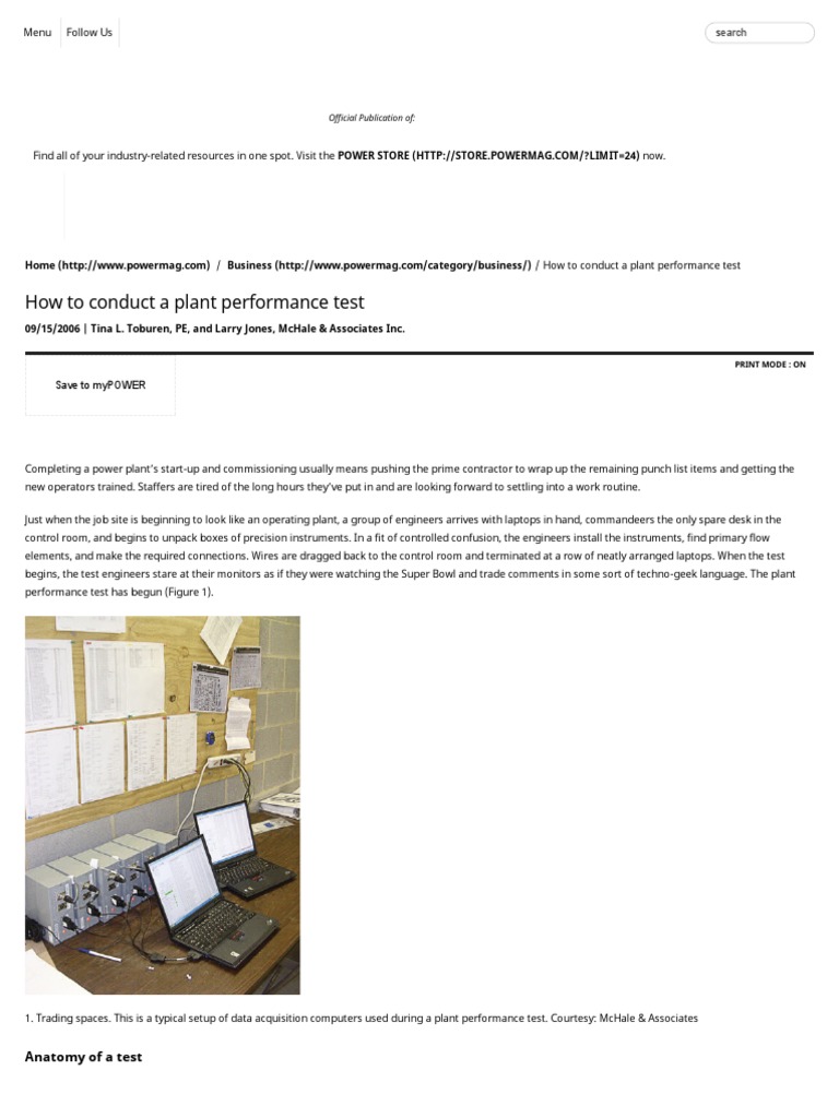 How To Conduct A Plant Performance Test | PDF | Uncertainty | Calibration