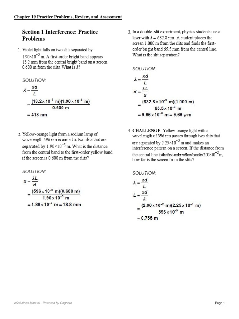 CH 19 Interference and Diffraction PDF | PDF | Diffraction | Wavelength