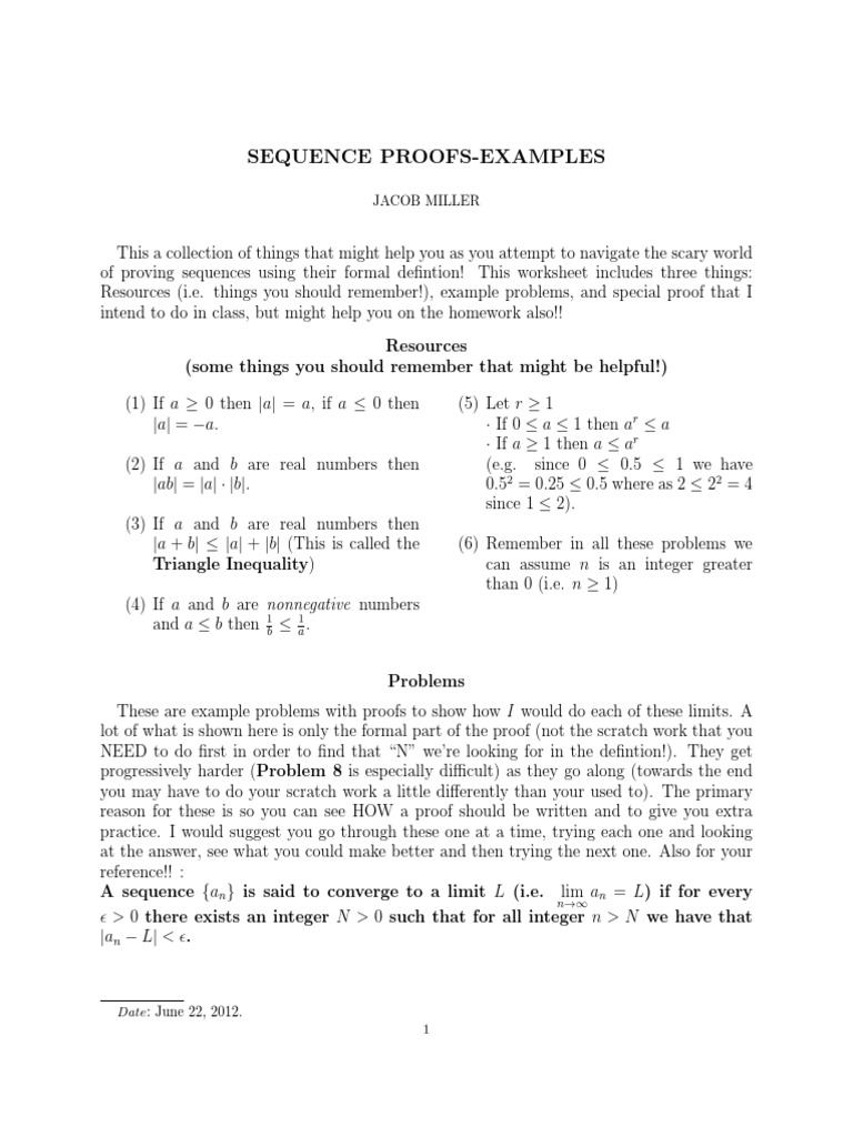 Sequence & Proofs | PDF | Sequence | Mathematical Proof