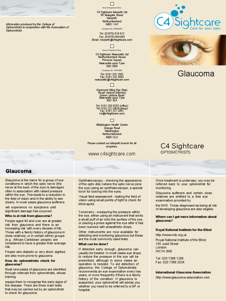 Leaflet Glaucoma | PDF | Glaucoma | Optometry