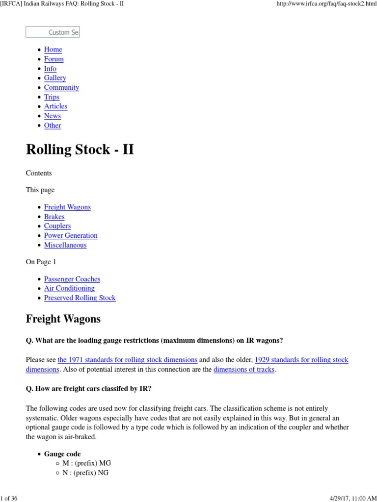 Wagon Details PDF | PDF | Rail Freight Transport | Train