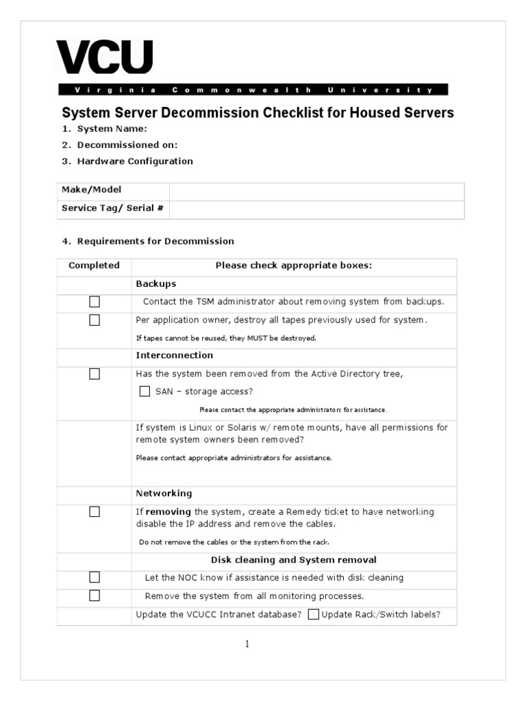 Server de Commision Checklist | PDF