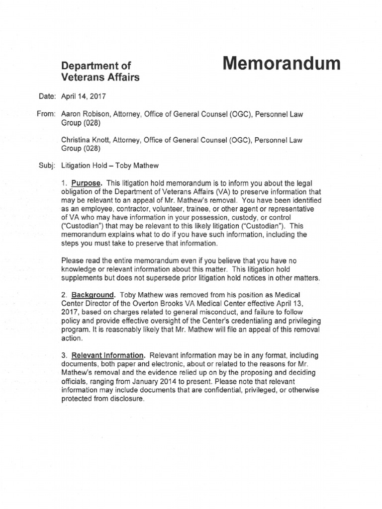 Office of General Counsel Memo On Toby Mathew | PDF