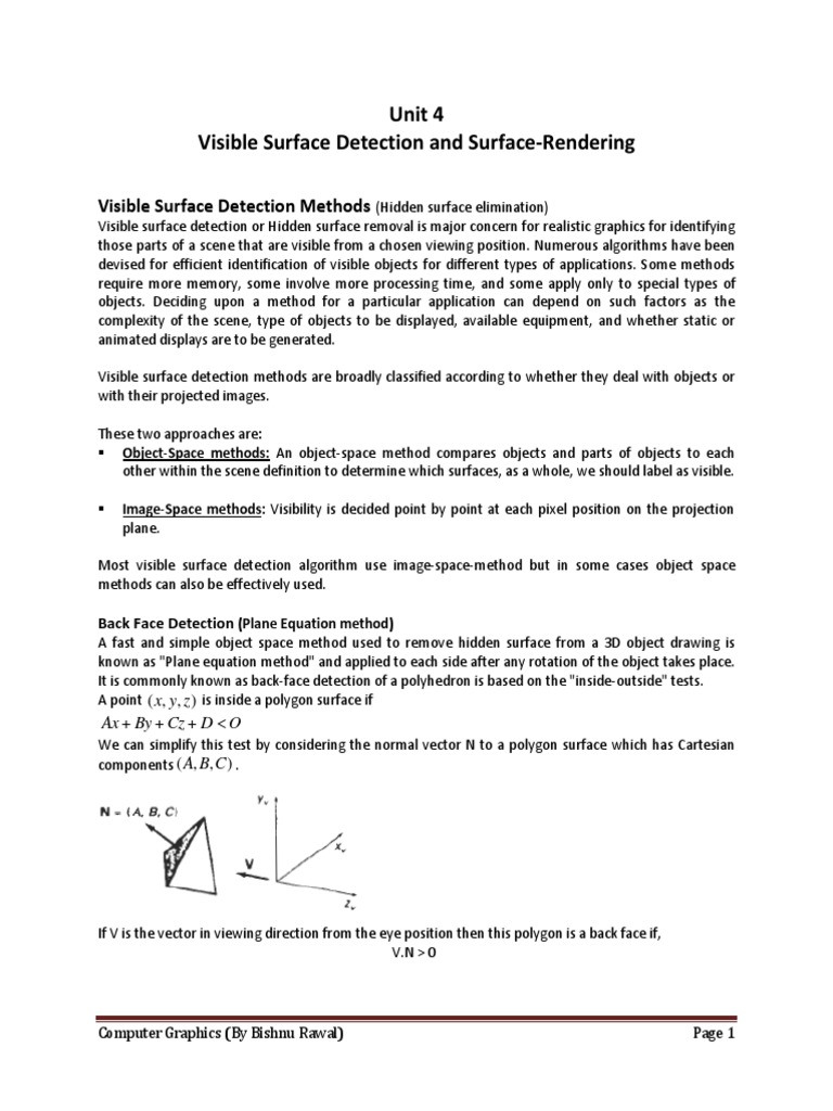 Unit 4 Visible Surface Detection and Surface-Rendering | PDF ...