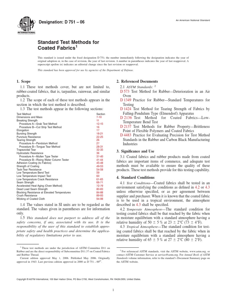 Astm-D751 06 | PDF | Calibration | Fracture