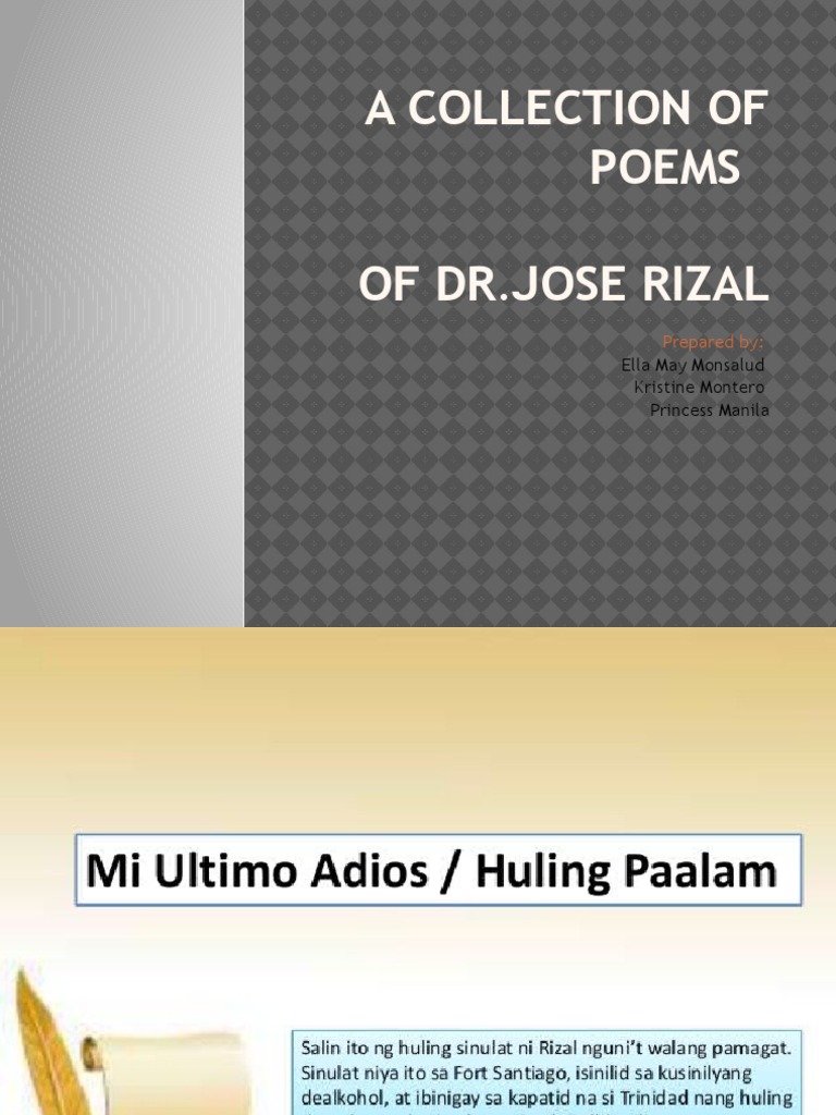 A Collection of Poems of DR - Jose Rizal: Prepared by | PDF