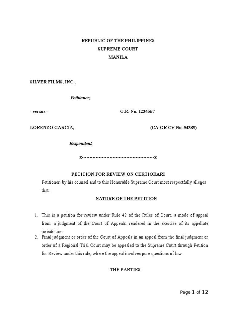 Petition For Review Leg Writ Final | PDF | Judgment (Law) | Lawsuit