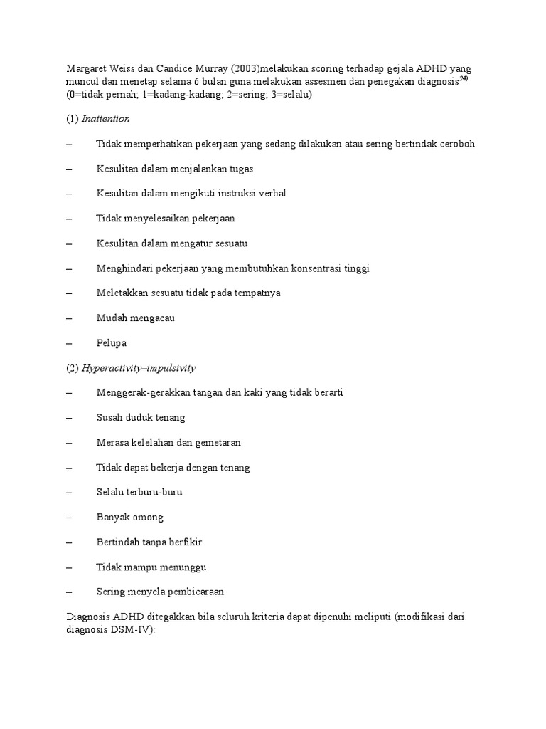 Kuesioner Adhd | PDF