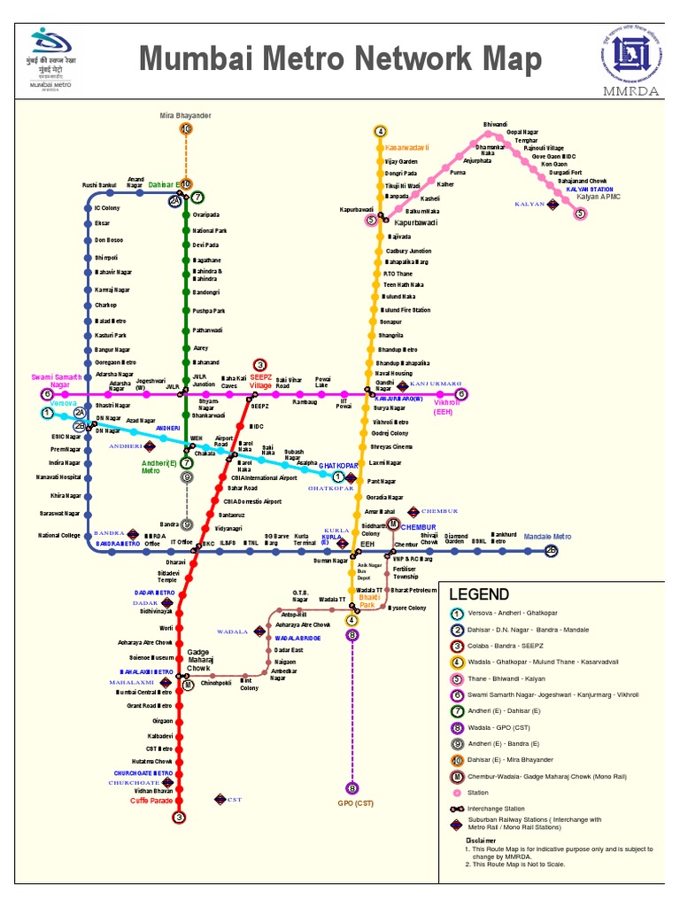 Mumbai Metro Route Map Overview | PDF | Passenger Rail Transport ...