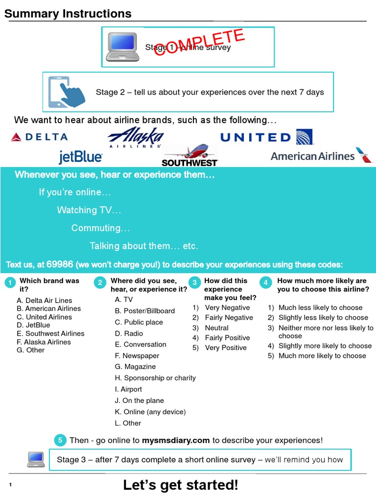 Airline Experience Survey Guide | PDF | Text Messaging | Advertising