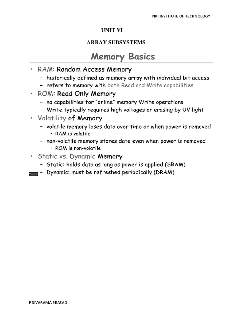 Array Subsystems Overview at NRI Tech | PDF