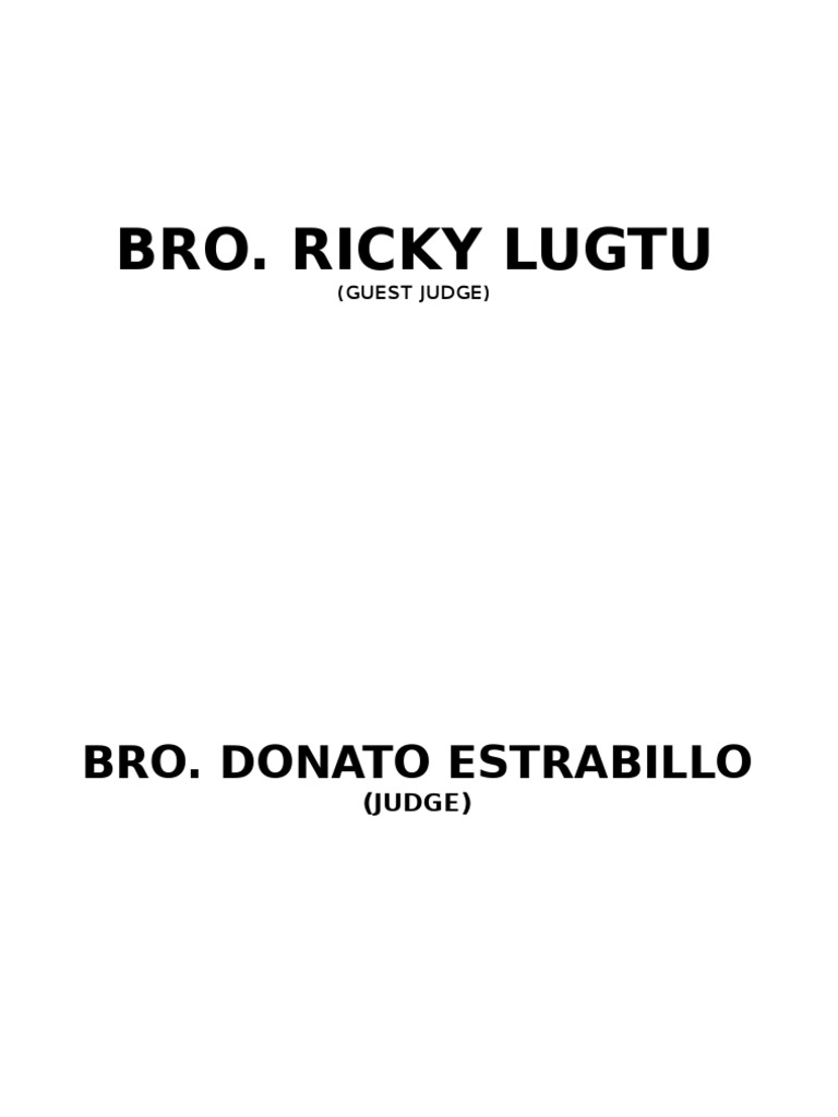 Bro. Ricky Lugtu: (Guest Judge) | PDF | Games & Activities