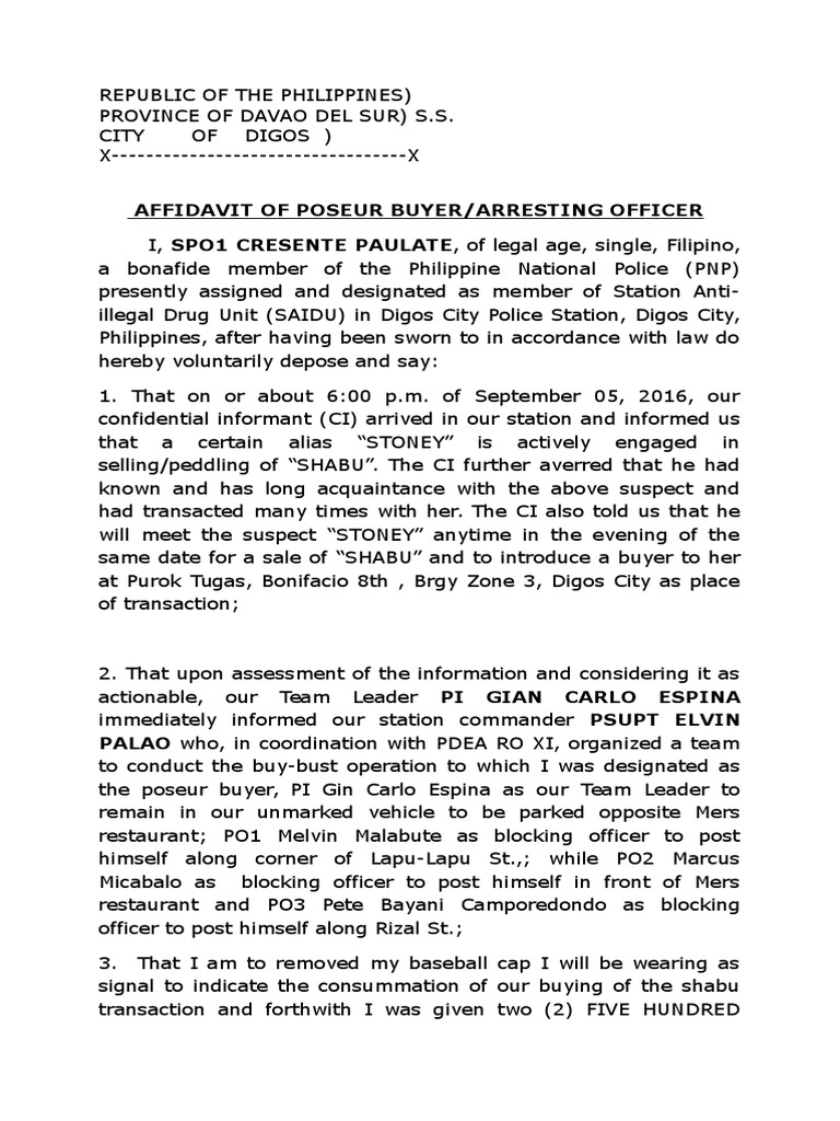 Ao PB Final Affidavit | PDF | Police | Prosecution