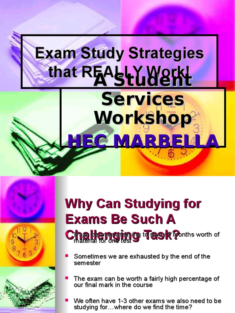Exam Study Strategies Presentation | PDF | Study Skills | Test (Assessment)