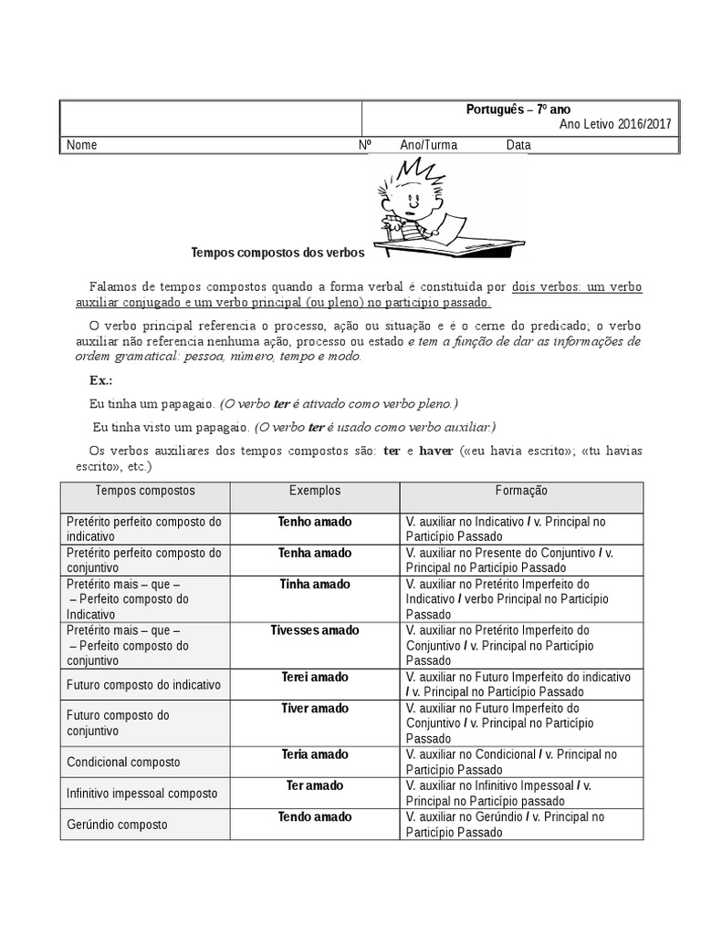 Tempos Compostos Verbos | PDF | Regras | Morfologia linguística