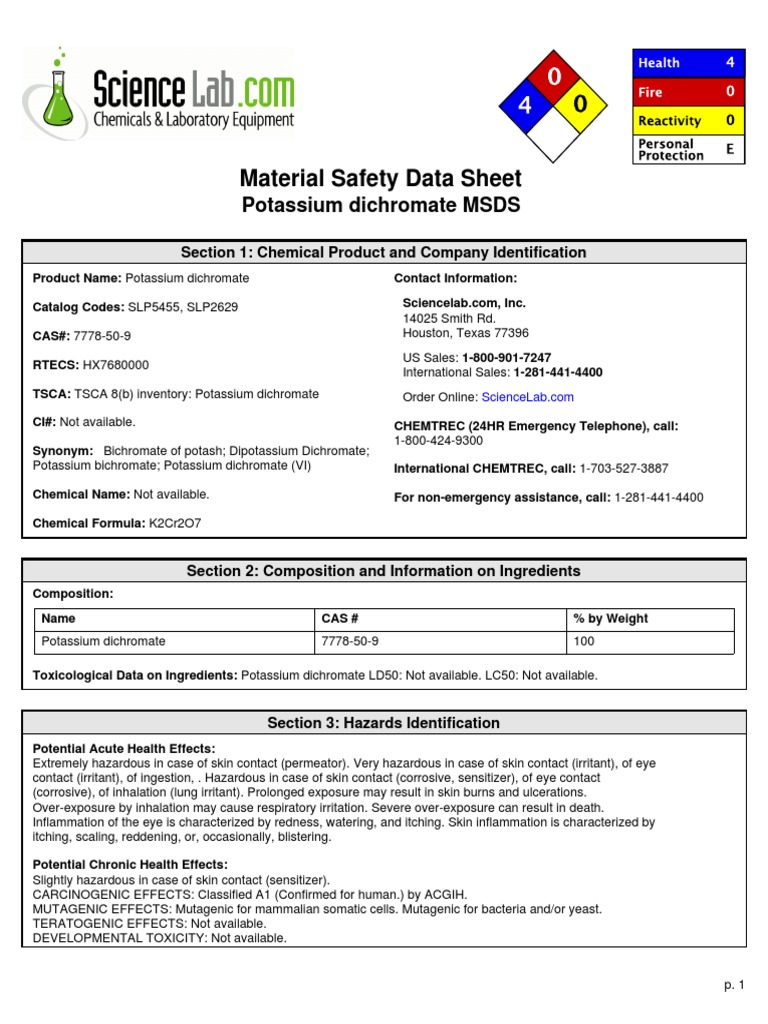 095 Potassium Dichromate | Toxicity | Chromium | Free 30-day Trial | Scribd