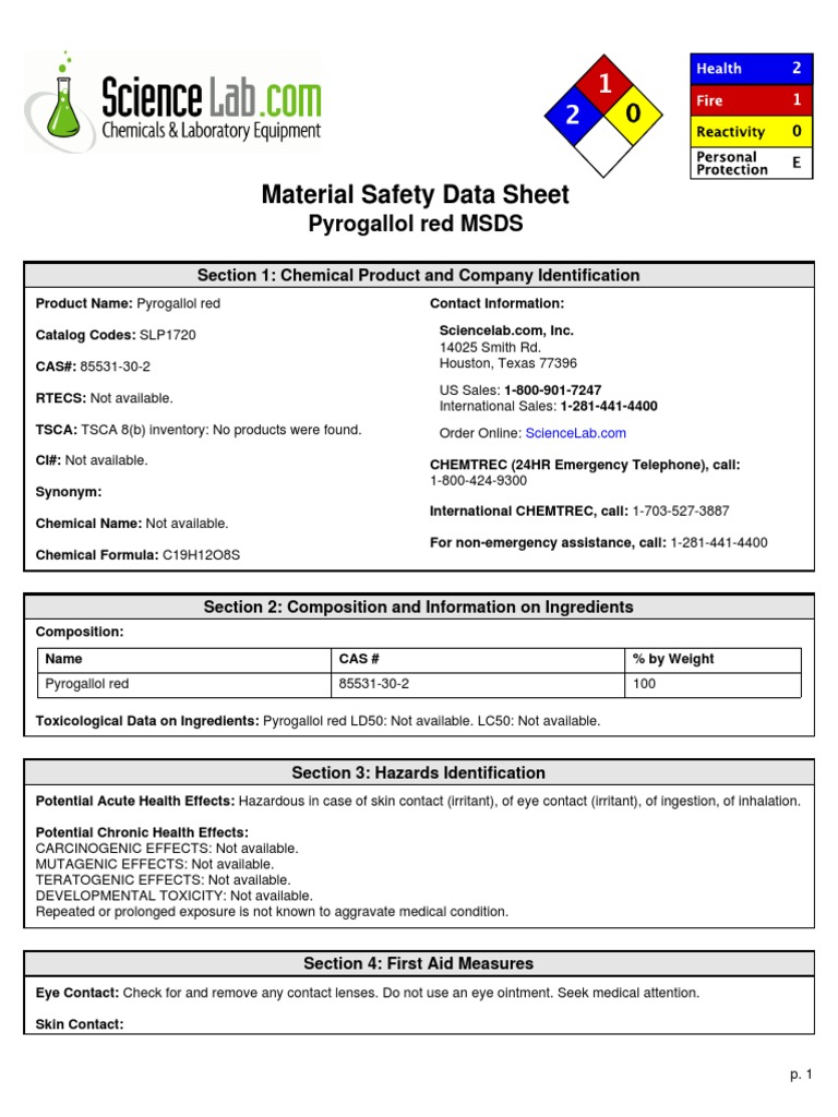 102 Pyrogallol | Toxicity | Personal Protective Equipment