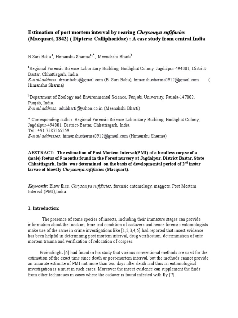 PMI Estimation by ADH Method Paper | PDF | Insects | Nature