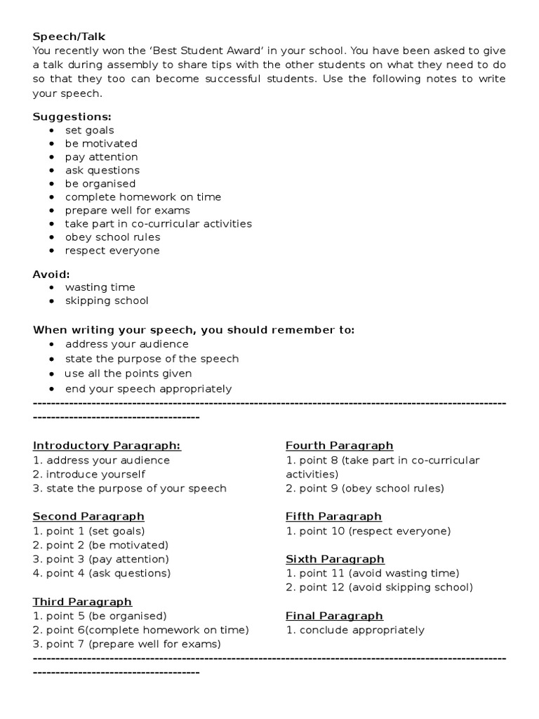 Speech - Tips To Become A Succeful Student | PDF | Learning | Teaching