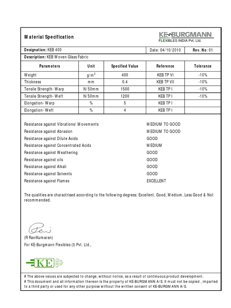 Fabric Spec | PDF | Engineering Tolerance | Strength Of Materials