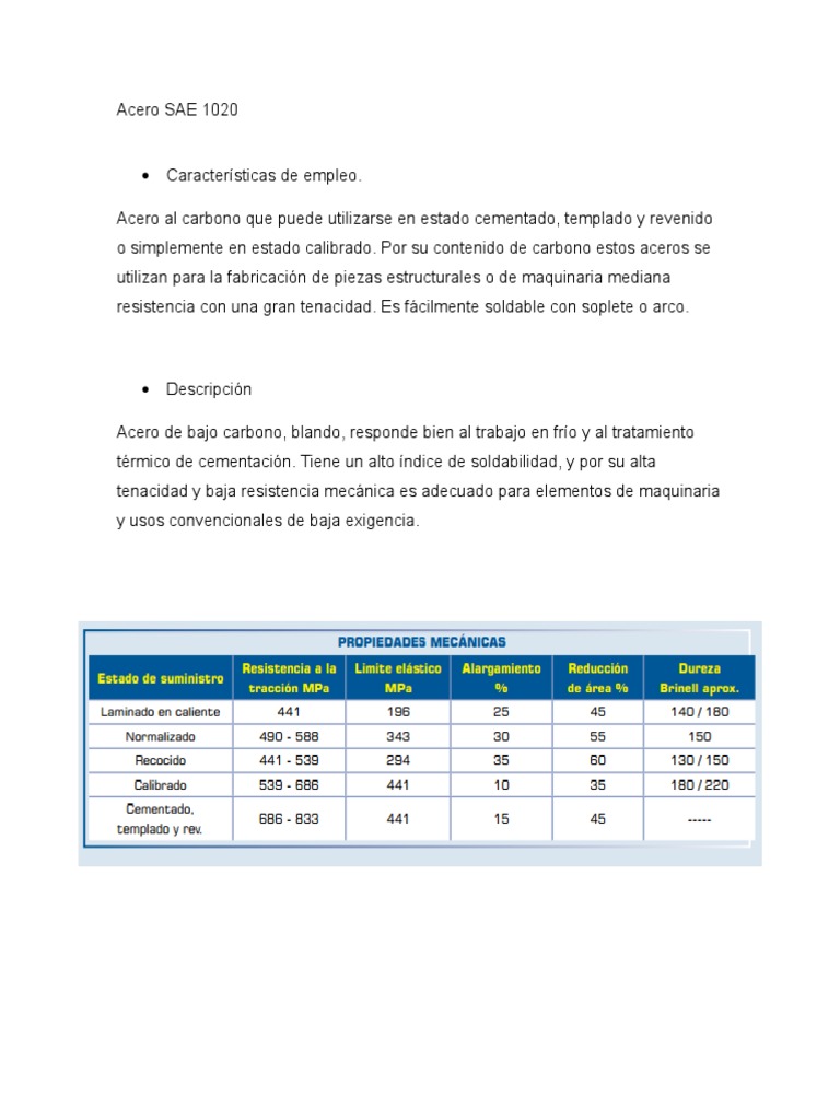 Acero SAE 1020 Español | PDF | Tecnología