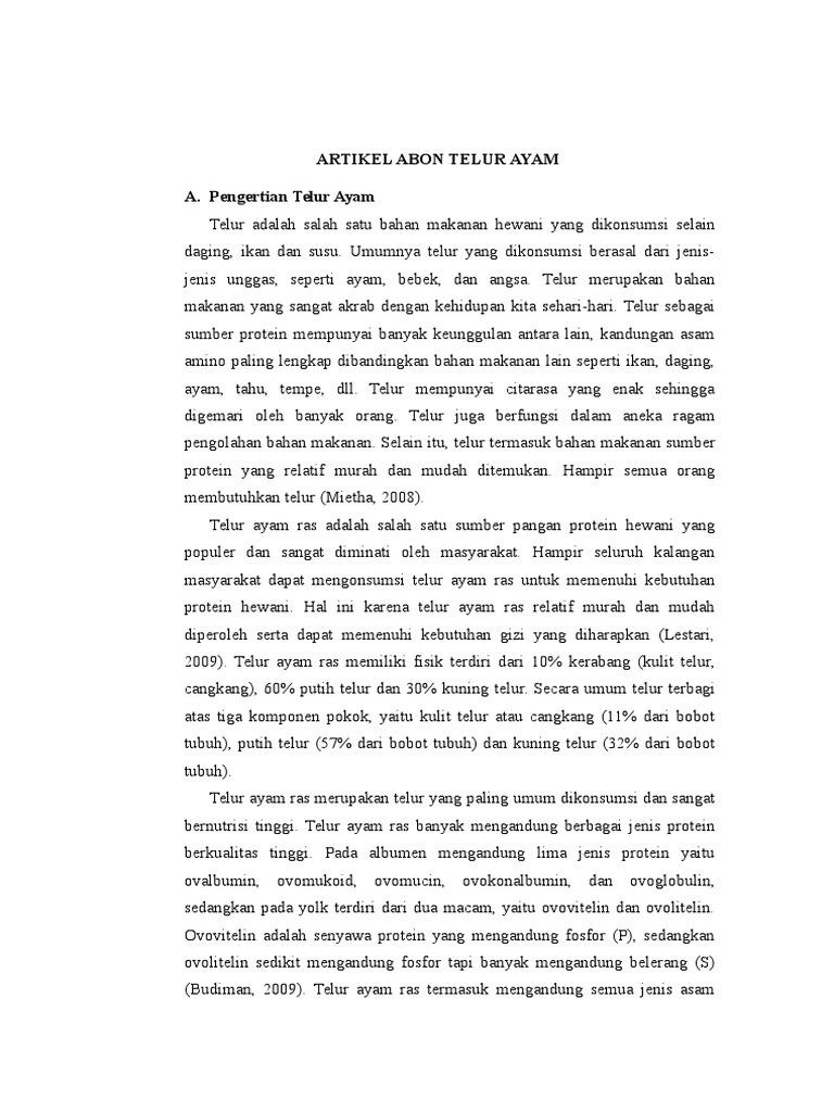 Artikel Abon Telur Ayam | PDF