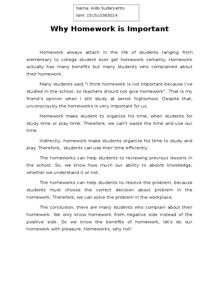 Why Homework Is Important | PDF