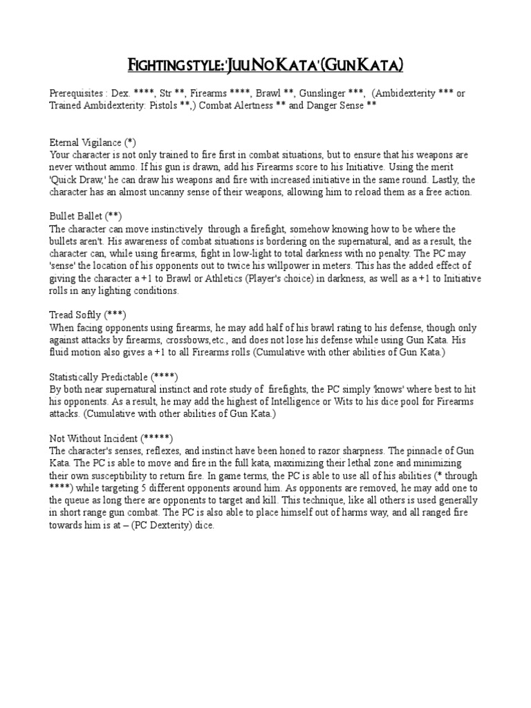 Gun Kata NWod | PDF | Firearms | Projectiles