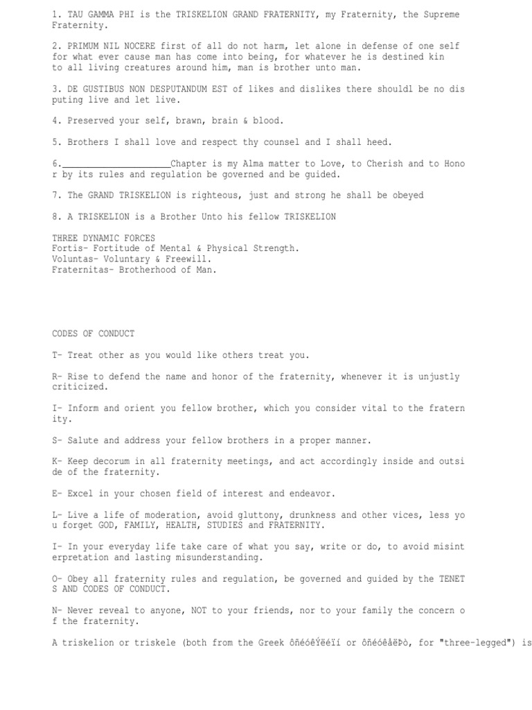 TENETS & Codes of Conduct | PDF