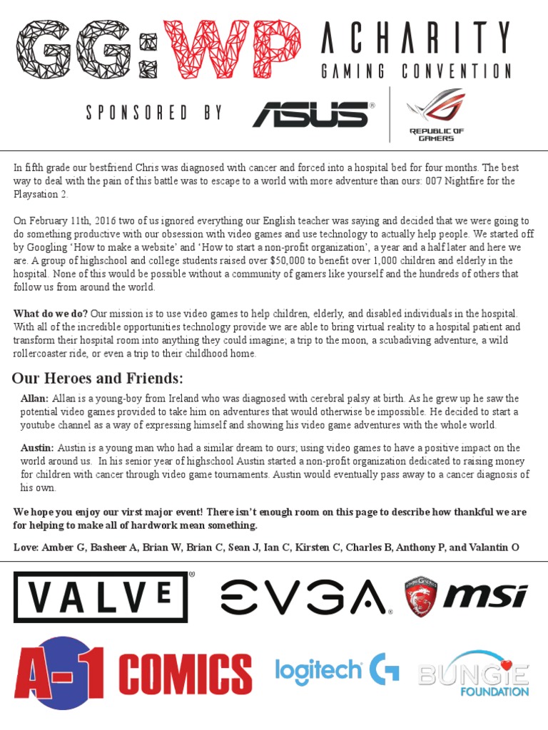 Gaming Charity Event for Hospitalized Kids | PDF | Video Games | Leisure