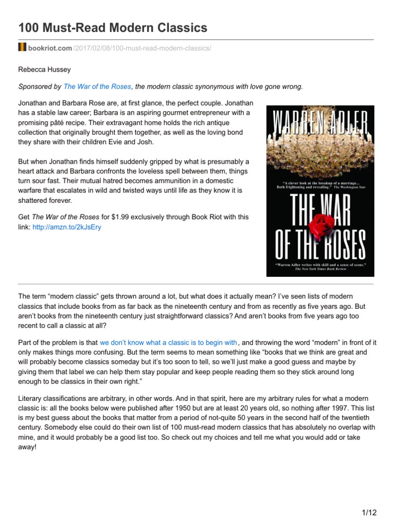 100 Must-Read Modern Classics | PDF | On The Road | Novels