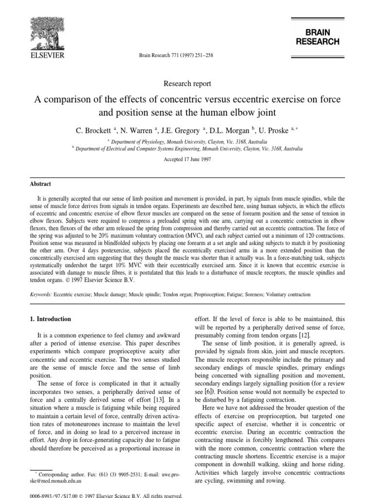 Concentric Versus Eccentric Exercise | PDF | Elbow | Muscle Contraction