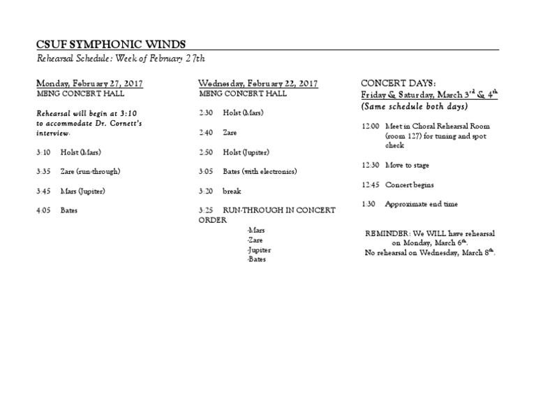 SW Schedule-Week of February 27th | PDF
