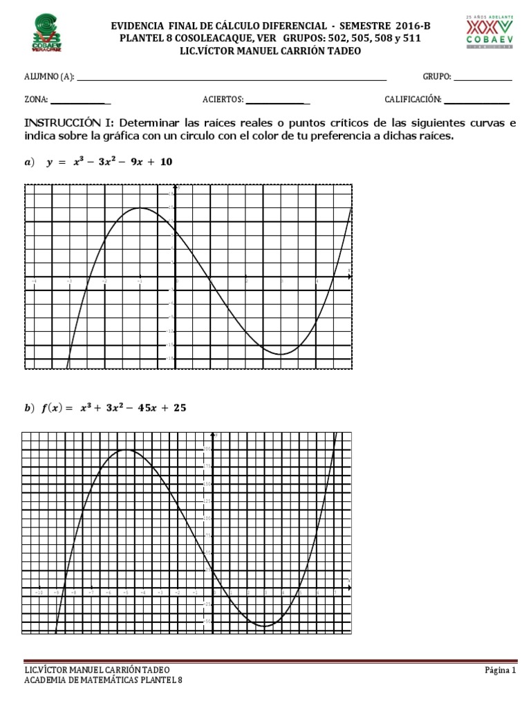 Evidencia Final de Cálculo Diferencial Evaluación Final (Sem 2016-b) | Descargar gratis PDF ...