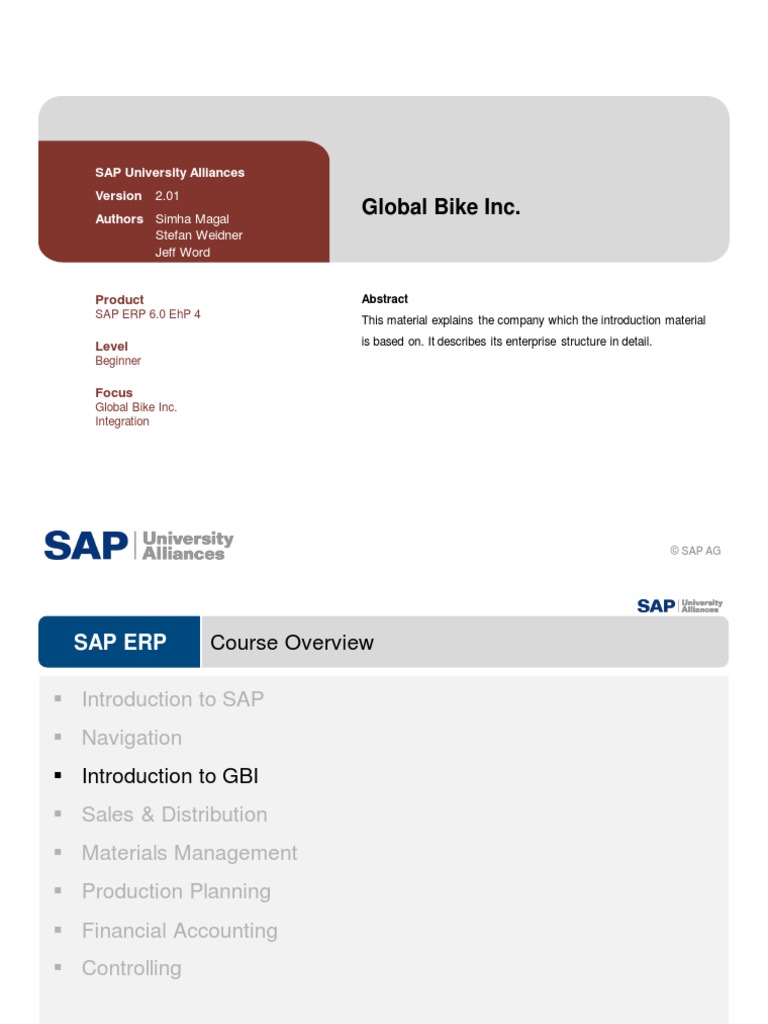 5 Introduction To Global Bike | PDF | Sap Se | Business Process