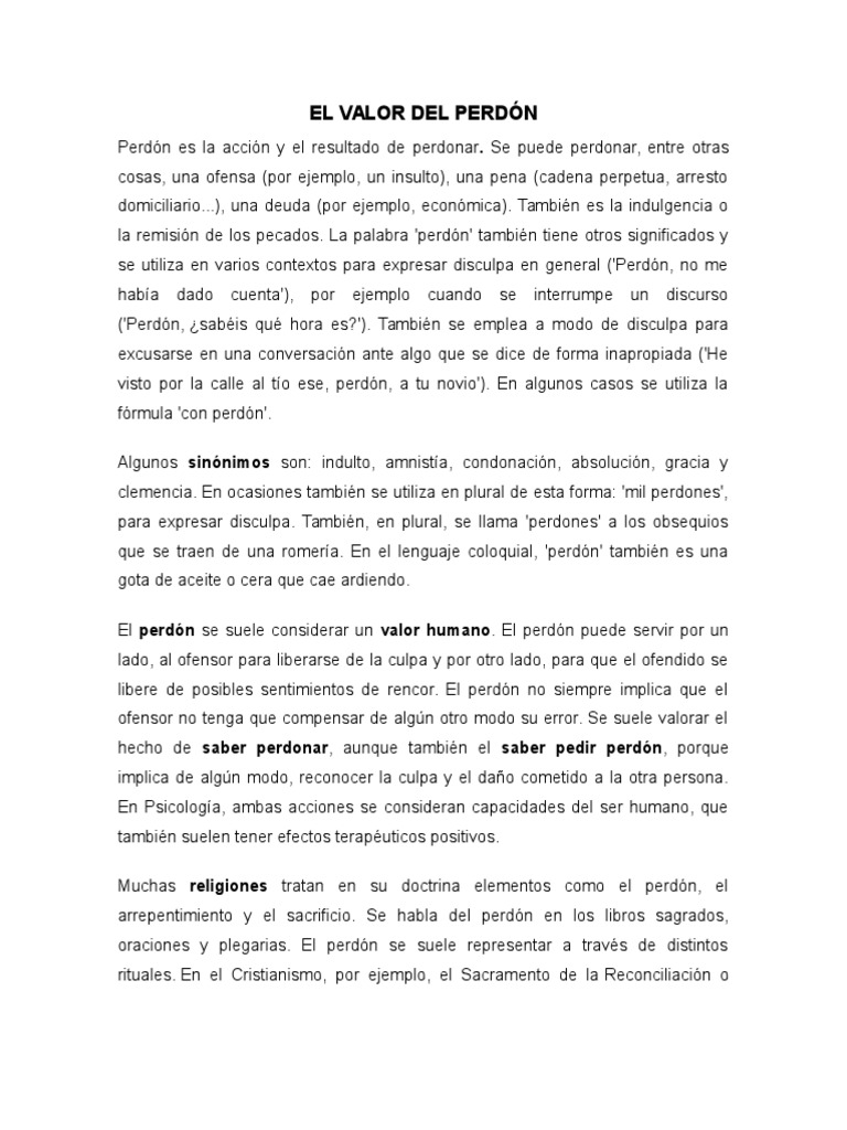El Valor del Perdón en la Vida Humana | PDF | Perdón | Penitencia