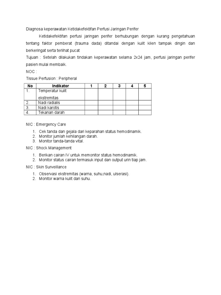 Diagnosa Keperawatan Ketidakefektifan Perfusi Jaringan Perifer (Kasus ...
