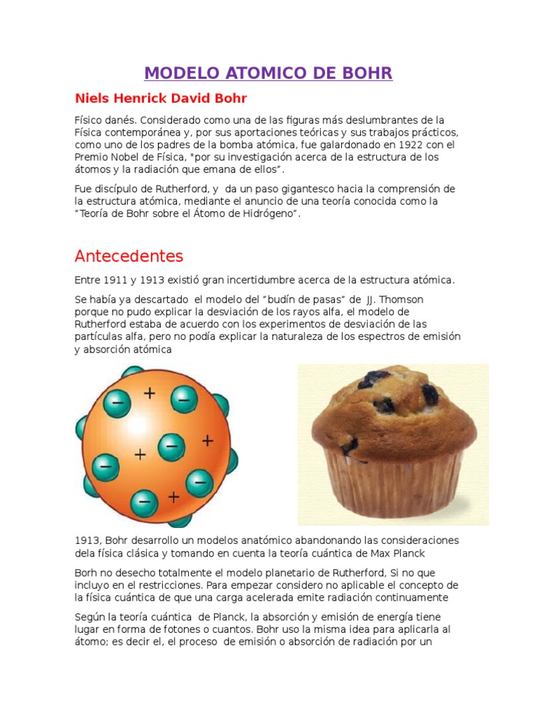 Modelo Atómico de Bohr: Postulados y Teoría | PDF | Electrón | Mecánica ...
