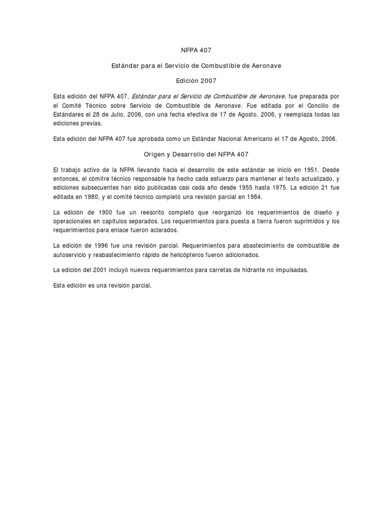 Nfpa 407 en Español (2007) | PDF | Tanques | Aeropuerto