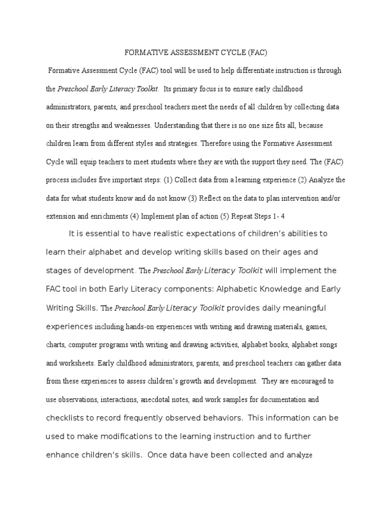 Formative Assessment Cycle | PDF | Preschool | Educational Assessment