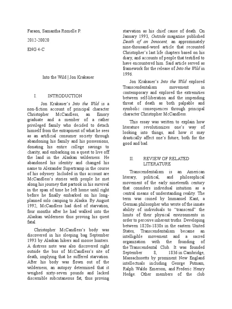 Into The Wild - Jon Krakauer | PDF | Transcendentalism | Science