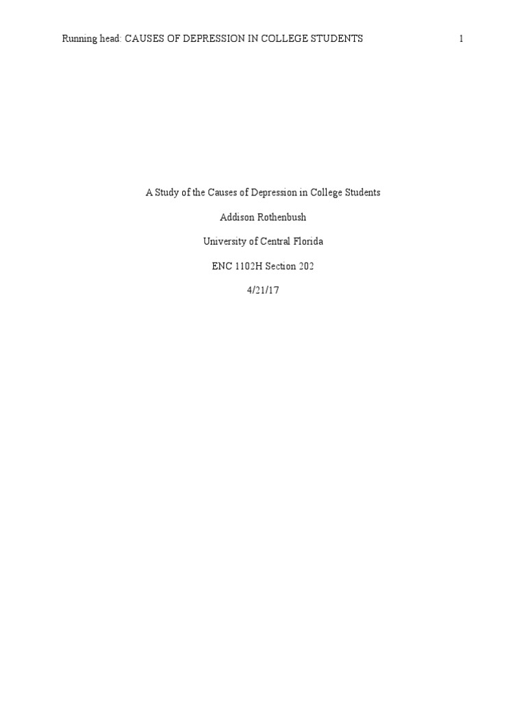 Research Paper Final Draft | PDF | Major Depressive Disorder | Stress ...